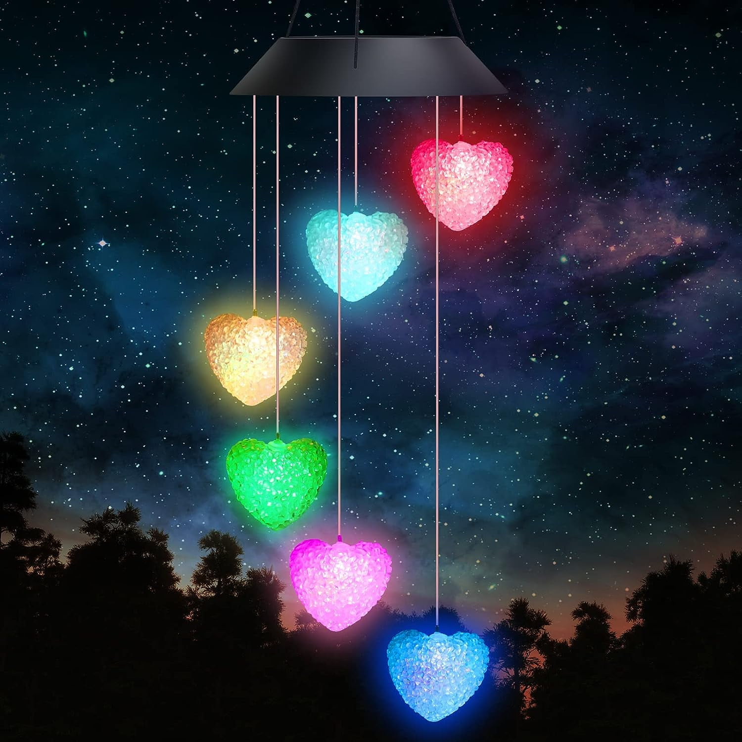 LINLIN LED Solar Wind Chimes Light Outdoor Color Changing Wind Chime ...