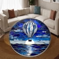 Circle Area Rug, Hot Air Balloon1 Washable Non-Slip Floor Carpet, Soft ...