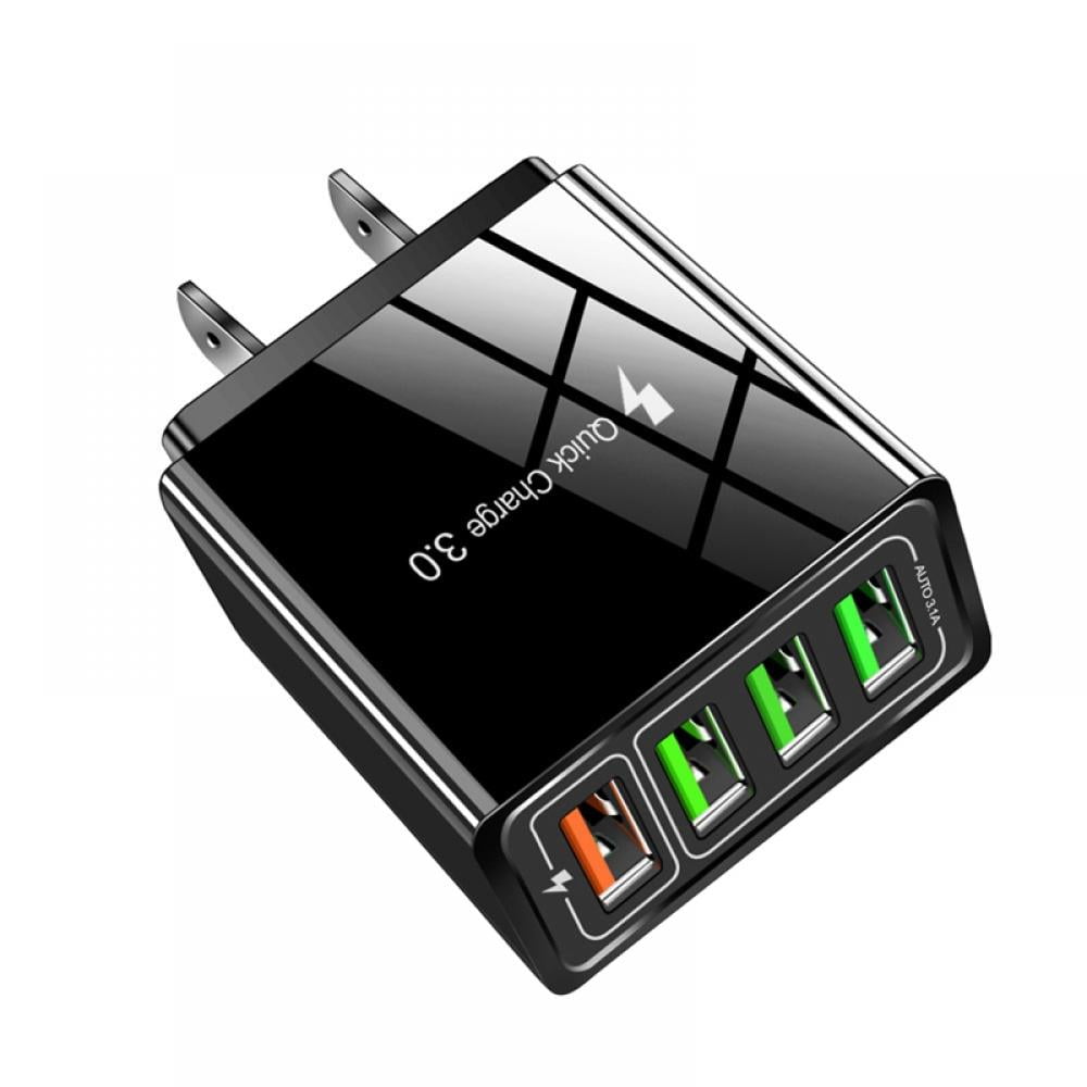 Wall Charger, Upgraded 12W 4-Port USB Plug Cube Portable Wall Charger ...