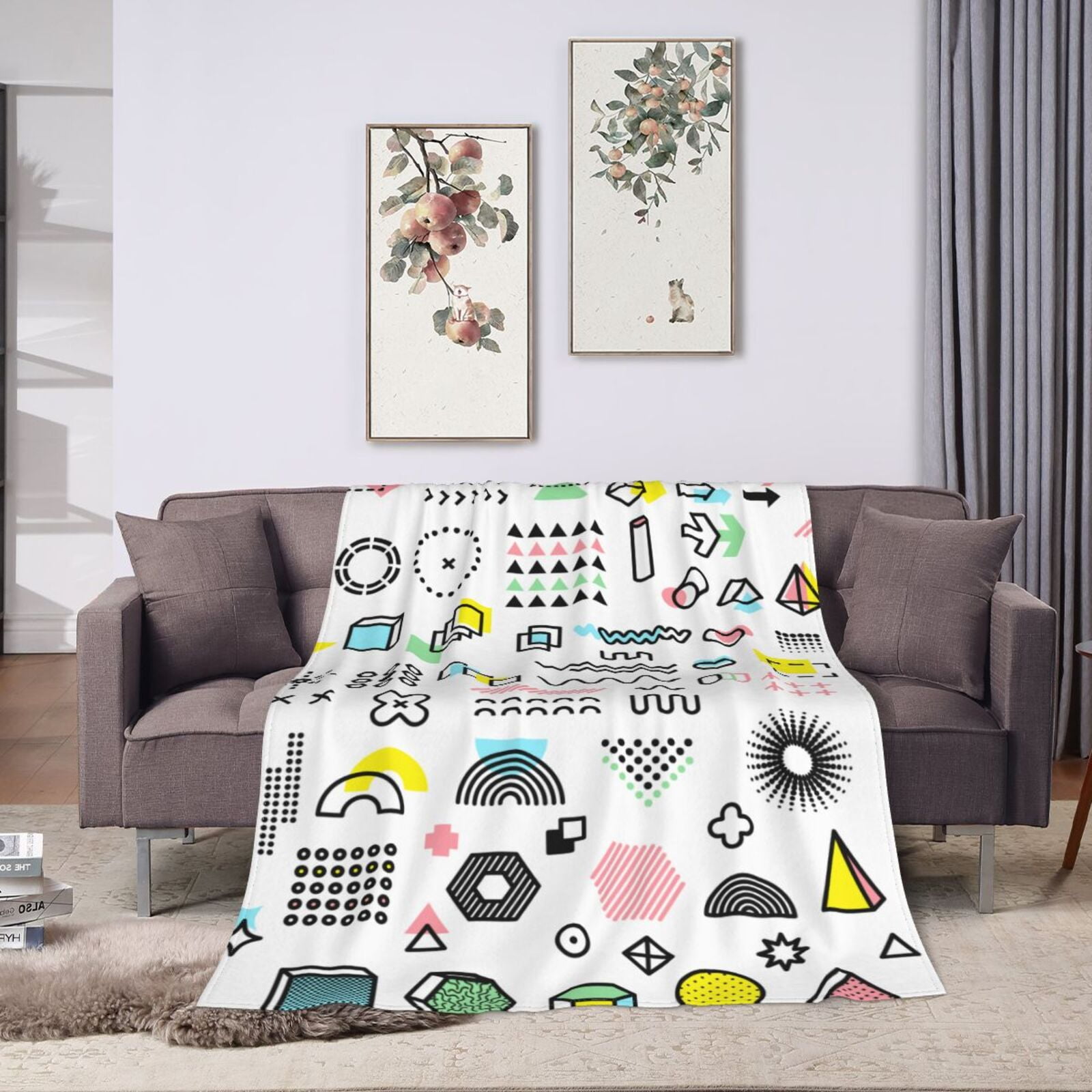 ZNDUO Geometric Shapes Seamless Pattern Throw Blanket, Lightweight Cozy ...