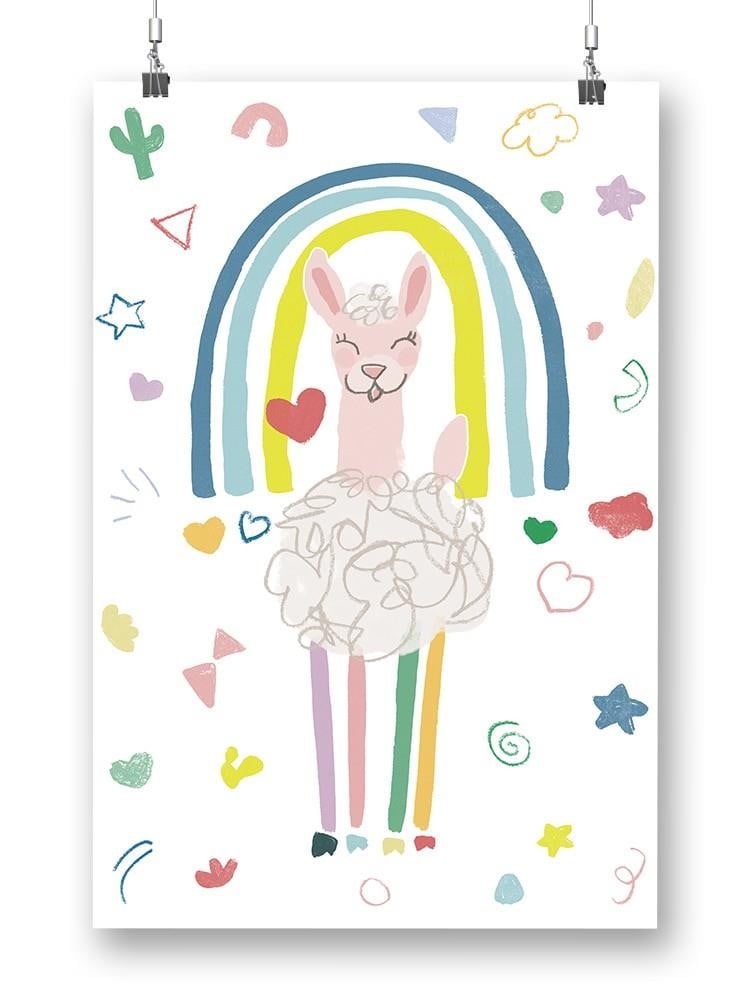 Rainbow Llama B Poster - June Erica Vess Designs, - Walmart.com