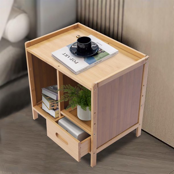 YIYIBYUS Nightstand Wood Bedside Table Modern Sofa Side Stand Storage ...