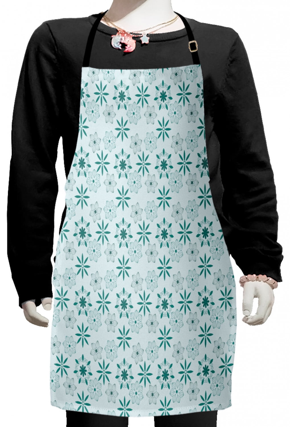 Floral Kids Apron, Continuous Pointy Petals Flower Symbols in Pastel ...