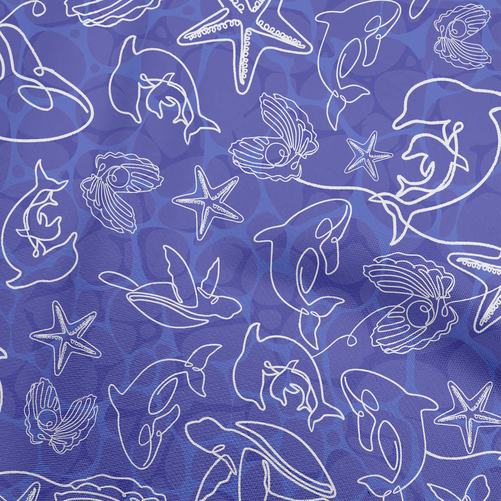 oneOone Velvet Medium Blue Fabric Sea Sewing Material Print Fabric By ...