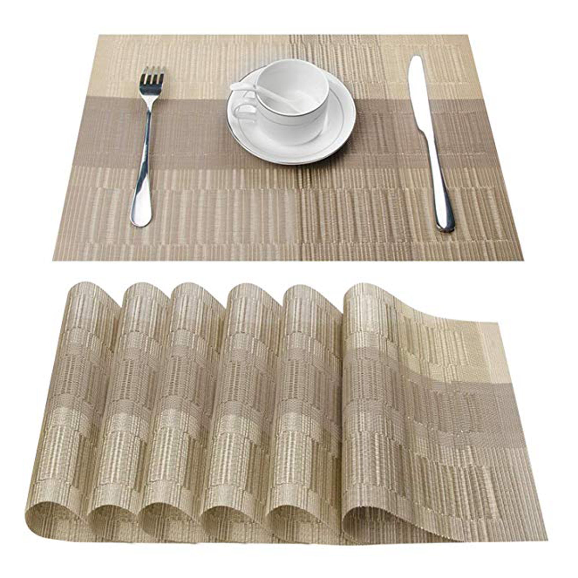 LELINTA Placemats, Vinyl Table Mats Set of 6, Heat Resistant Place Mats ...