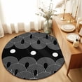 Abstract Lines Art Black and White Round Rug 5ft Geometric Arch Circle ...