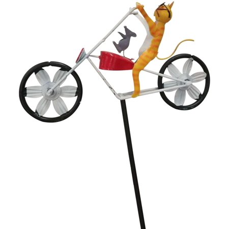 Vintage Bicycle Wind Spinner with Metal Stake Frog Riding Motorcycle ...