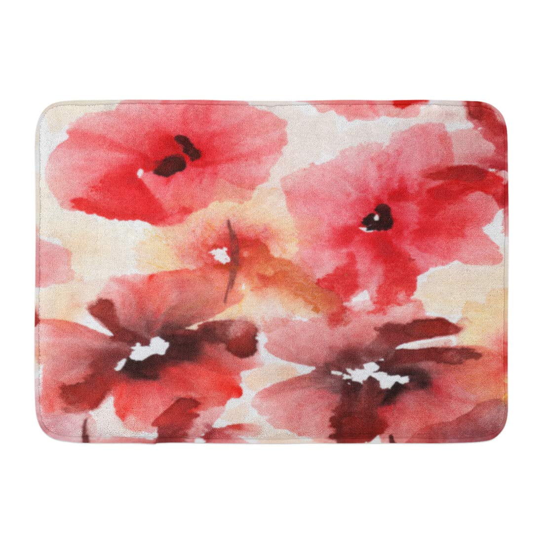 GODPOK Abstract Pink Color Cute Floral Watercolor Poppies White Flower ...