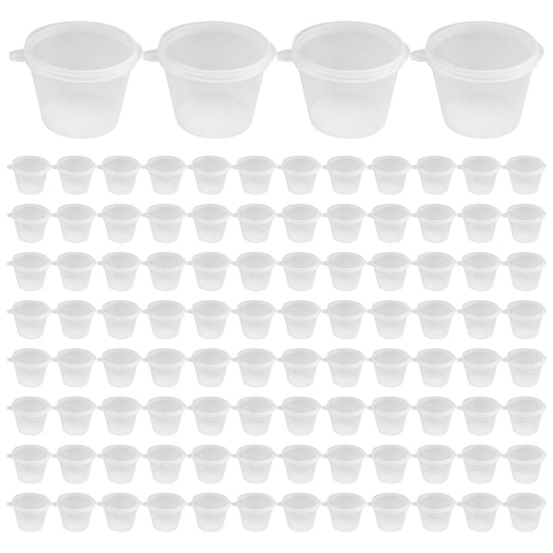 100 recipientes para alimentos redondos de 1 oz con tapas, vasos con ...