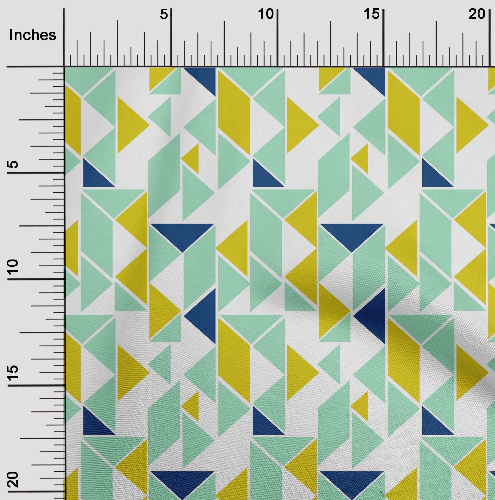 oneOone Silk Tabby Fabric Parallelogram & Triangle Geometric Print ...