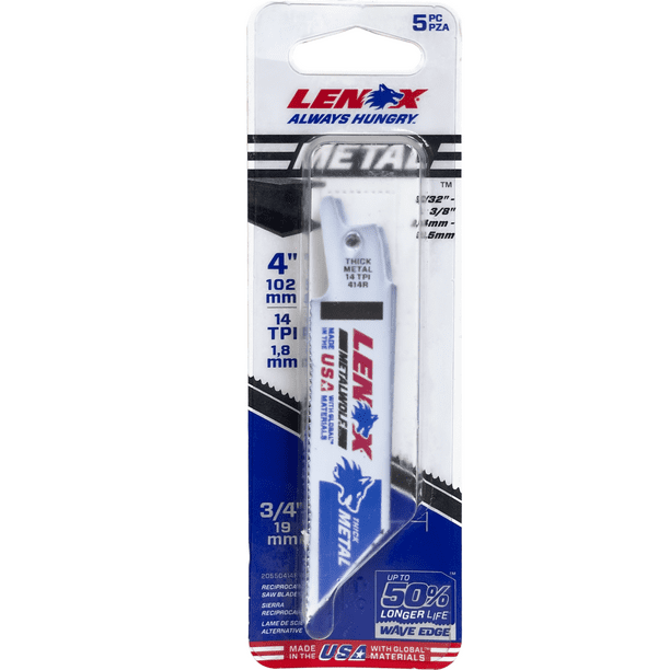( 5 piezas ) Segueta Sable Bimetalica Lenox 414R, 4 pulgadas x 3/4 ...