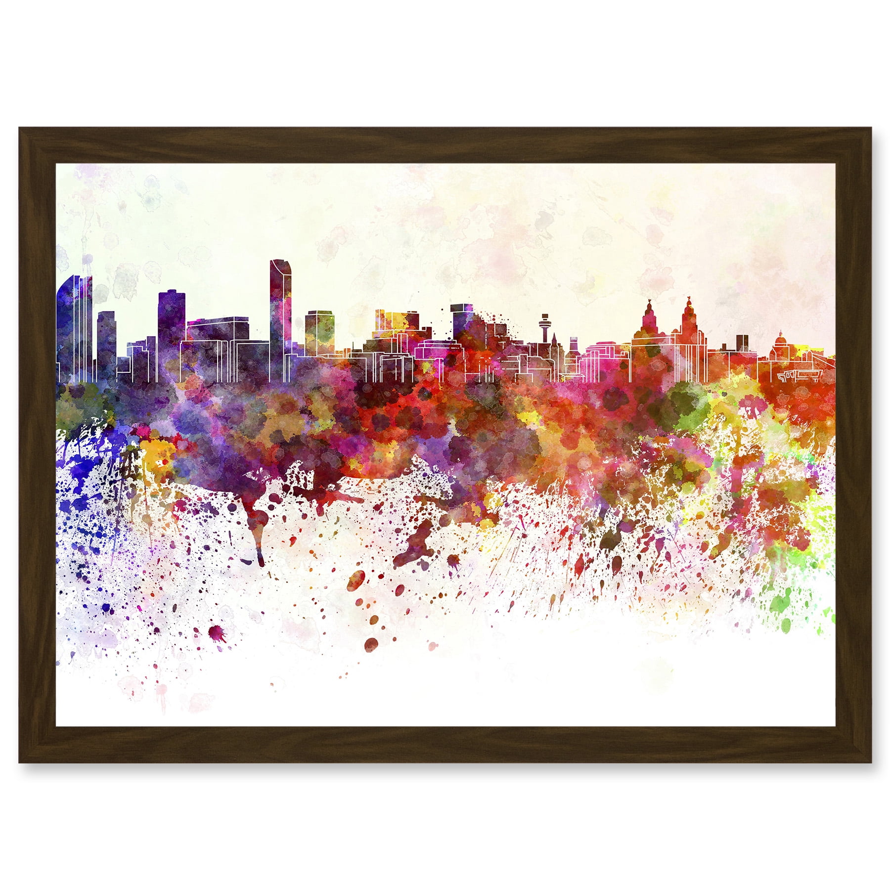 Painting Cityscape Liverpool Skyline Paint Splash A4 Artwork Framed ...