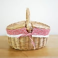 FitBest Outdoor Picnic Basket Rattan Woven Basket Pastoral Covered Ins ...