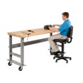 Mobile Adjustable Height C-Channel Leg Workbench, Maple Butcher Block ...