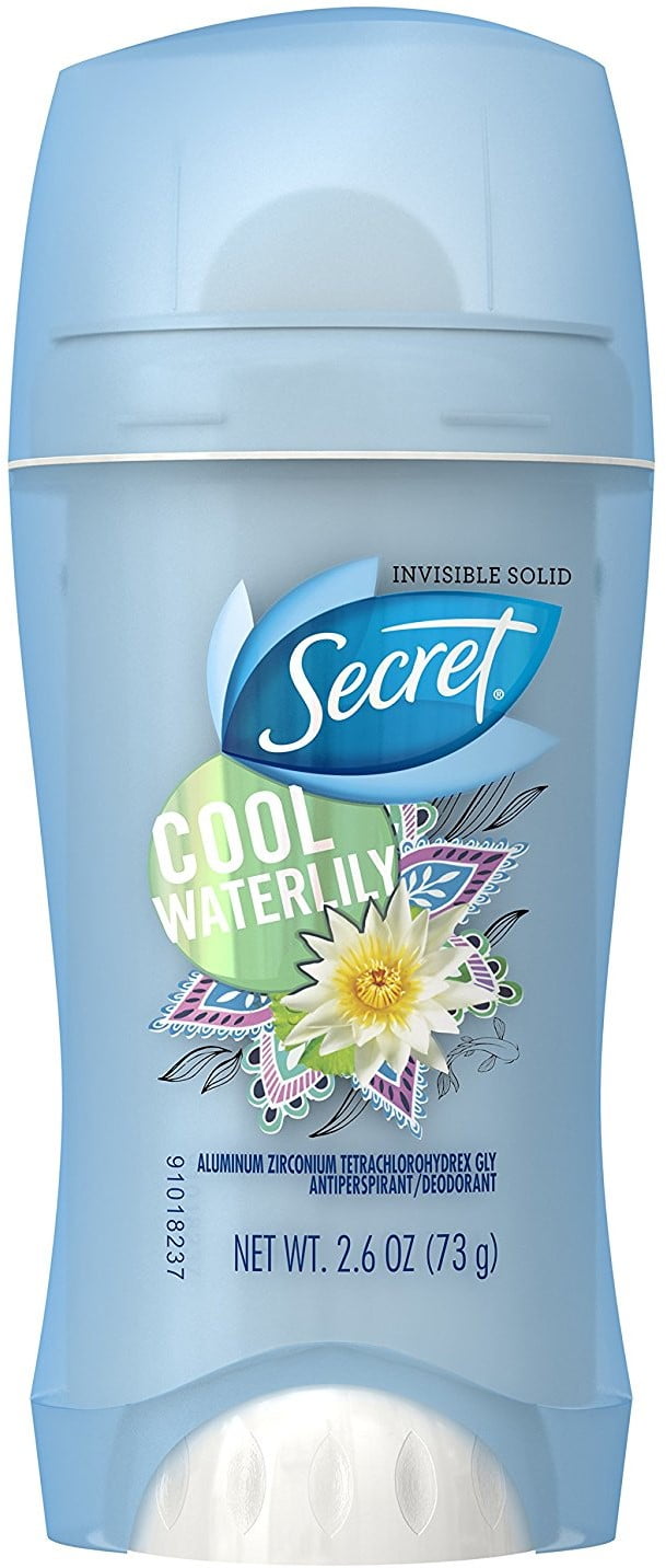 Secret Antiperspirant Invisible Solid, Cool Water Lily 2.6 oz (Pack of ...