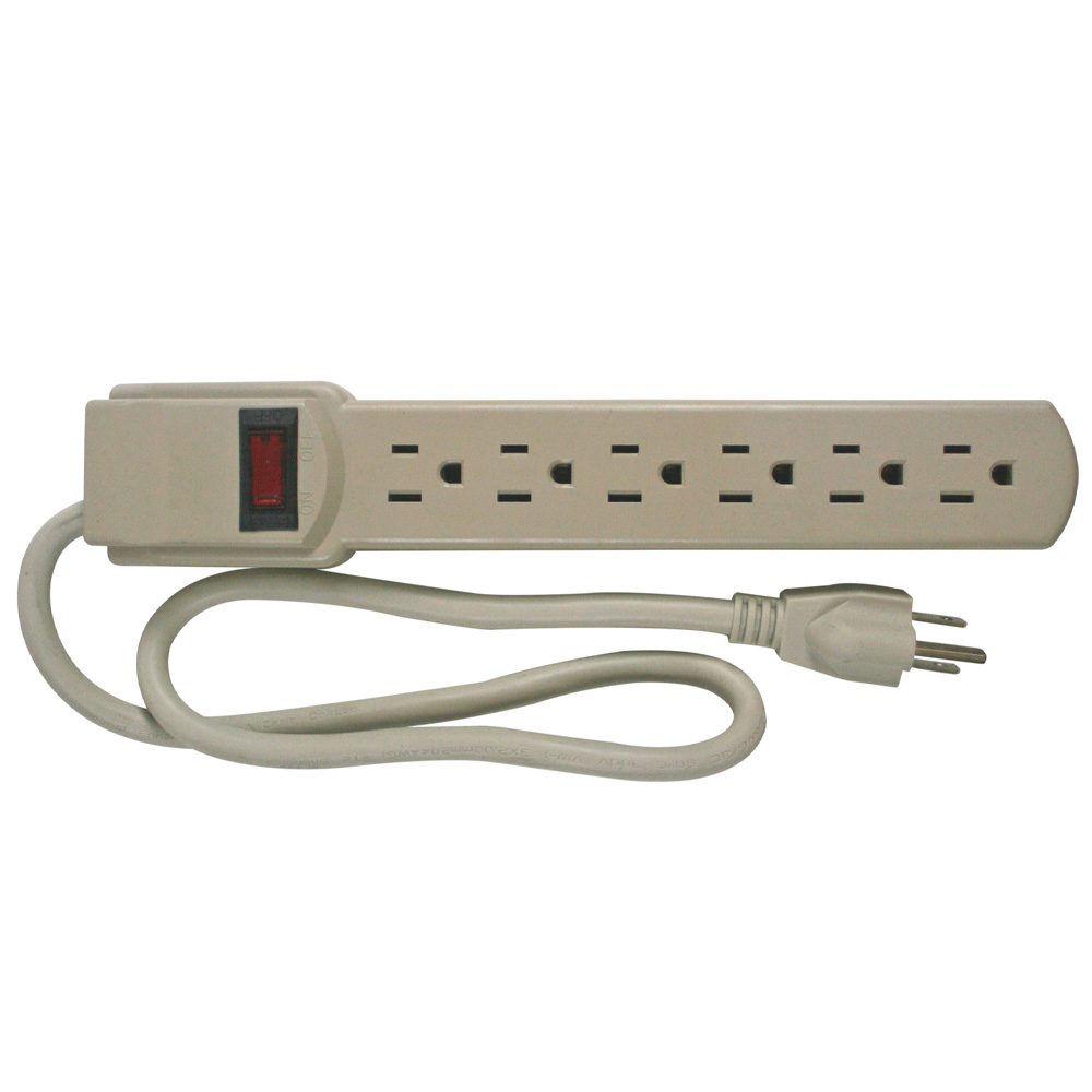 6 Outlet Power Strip with Surge Protector (735 Joules),PartNo E25301 ...