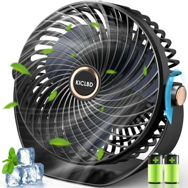 Two Blade Desk Fan, USB Rechargeable Fan with 1200mAh Battery, High ...