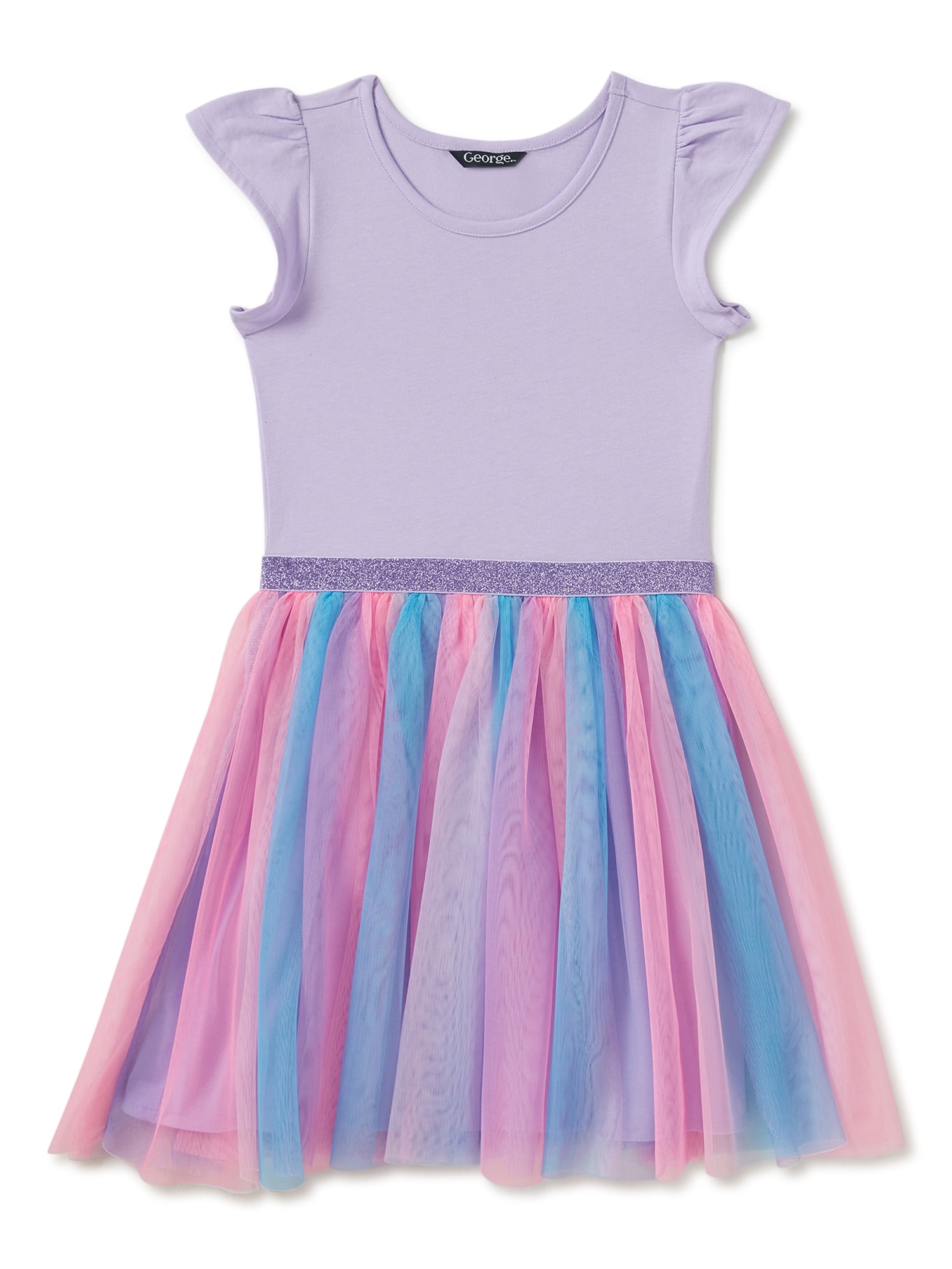GEORGE - George Girls Flutter Sleeve Tutu Dress, Sizes 4-18 - Walmart ...