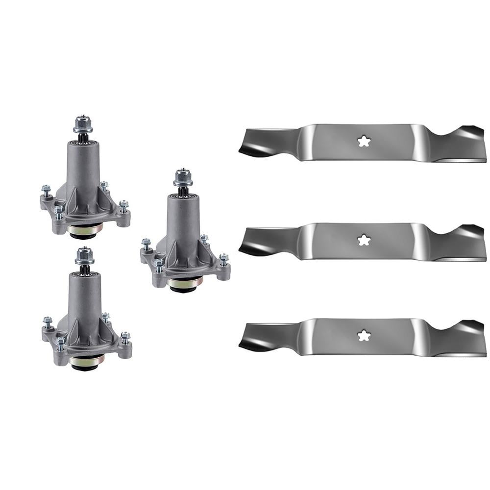 (3) Mower Deck Spindles for Riding Mowers with (3) Mower Blades ...