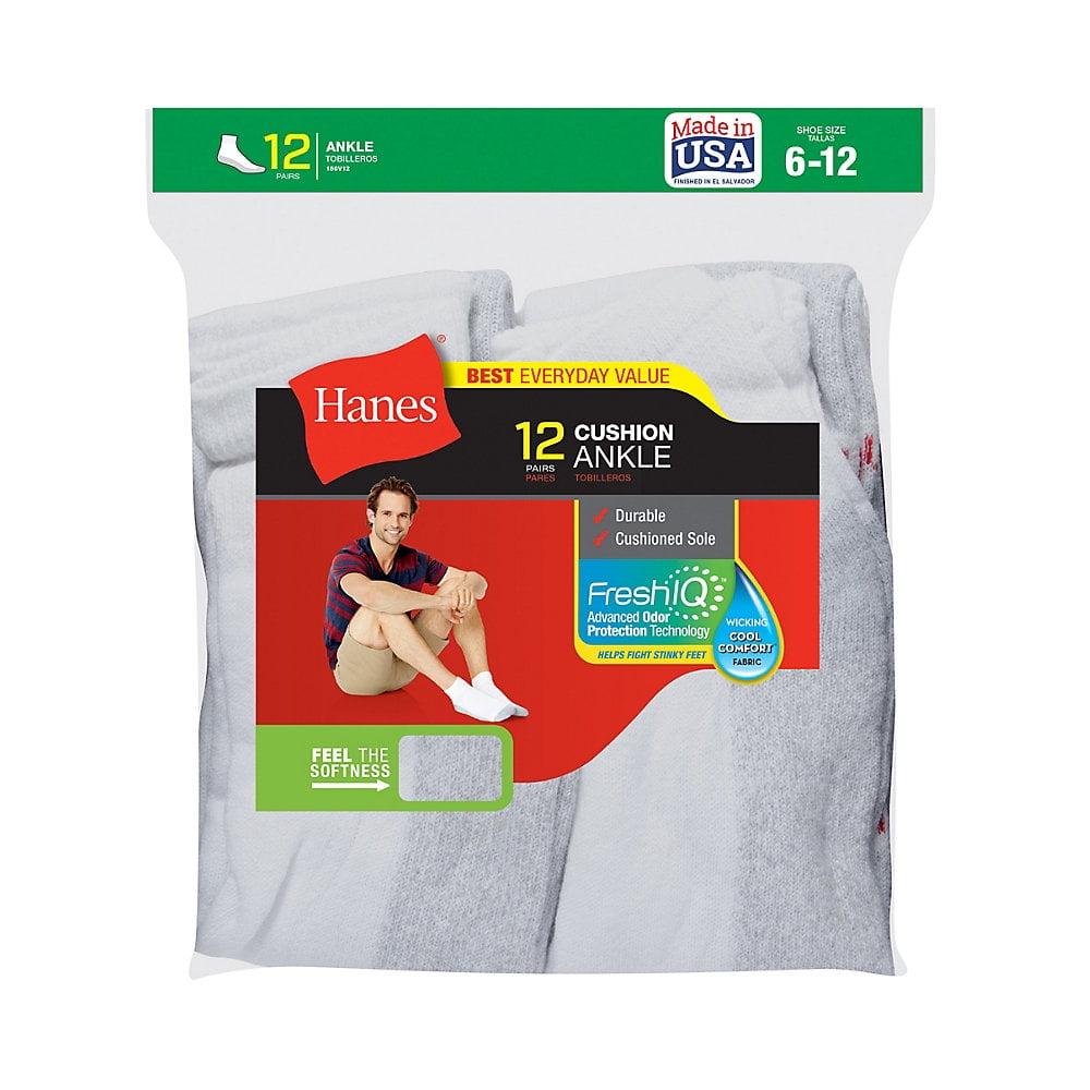 Hanes - Hanes Men's Ankle Socks 12-Pack (Styles 186V12 and 145V12 ...