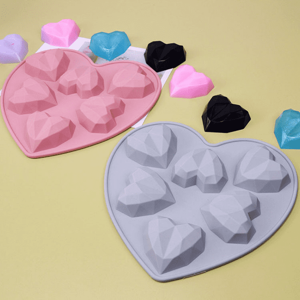 2 Pcs 6 Cavity 3D Love Silicone Moulds, Geometric Heart Mould, Used to ...