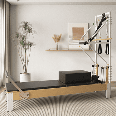 SYEDEE Pilates Reformer, Wooden Pilates Reformer Machine with Tower ...