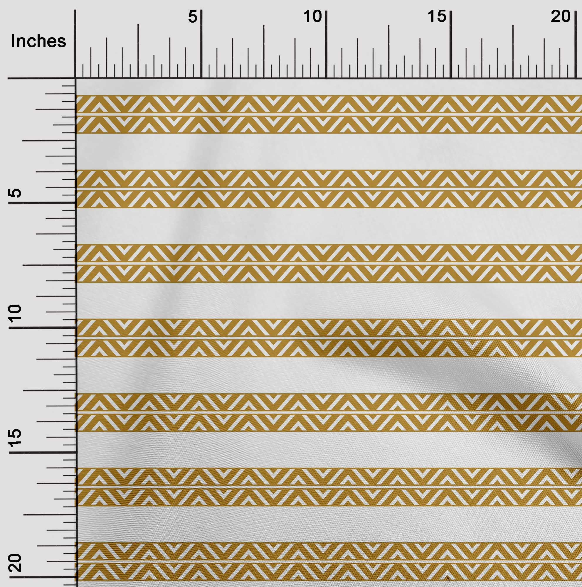 oneOone Viscose Chiffon Dark Mustard Fabric Stripe & Chevron Geometric ...