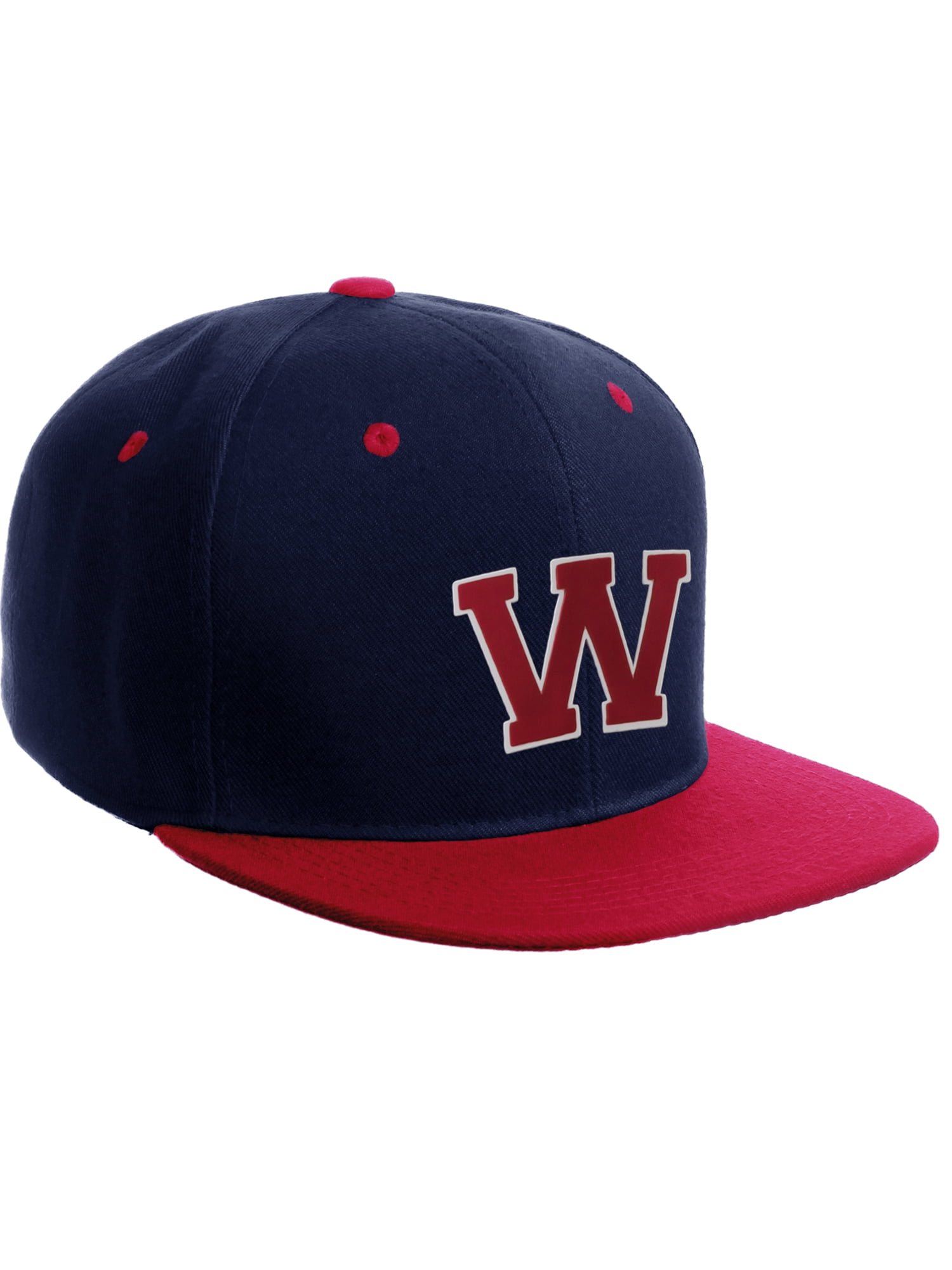 Classic Snapback Hat Custom A to Z Initial Letters, Navy Red Cap White ...