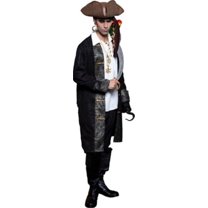 Ahoy Matey Caribbean Pirate Jacket Captain Fancy Dress Halloween Adult ...
