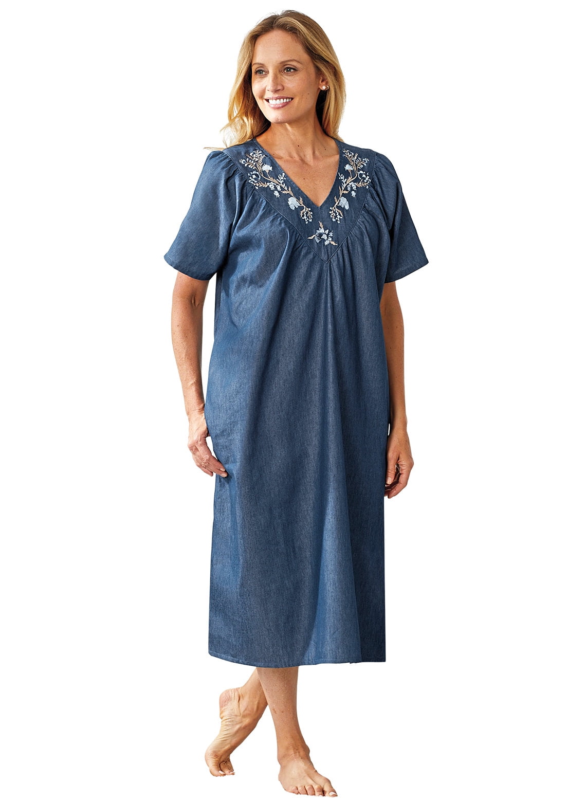 Embroidered Denim Lounger by Cozee Corner - Walmart.com