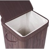 BirdRock Home Bamboo Square Laundry Hamper with Lid and Cloth Liner ...