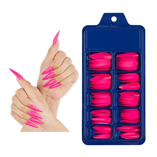 False Nails With Designs Colored Long Stiletto Press On Nails Full