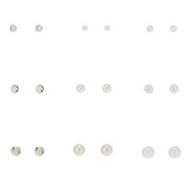 Claire's 9 Piece Gold and Silver Metal Earring Studs, Slick Metal ...