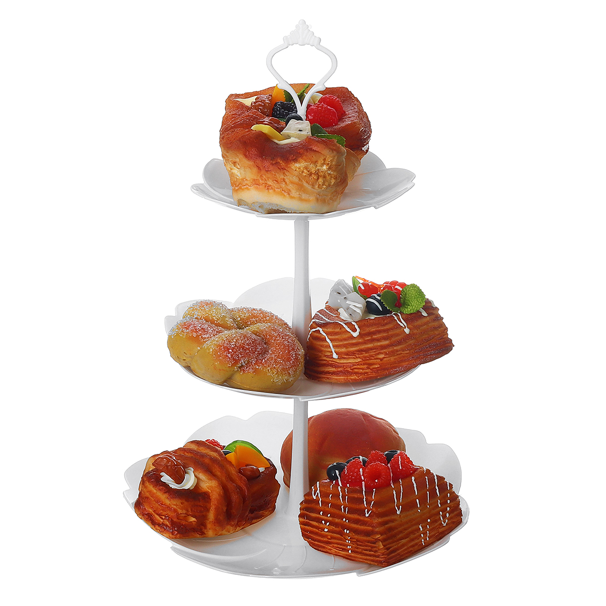 3 Layers Crown Cake Fruit Snacks Plate Stand Desserts Pastry Rack ...