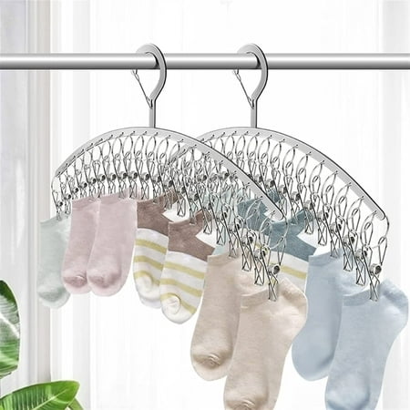 Folding Clothes Hanger Stainless Steel Windproof Clothespin Laundry ...
