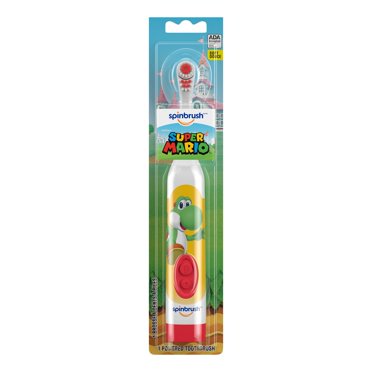 Super Mario Kids Spinbrush Electric Toothbrush, Battery Powered, Ages 3 ...