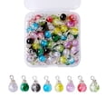 Baking Painted Glass Pendant with Iron Findings Round Silver Color ...