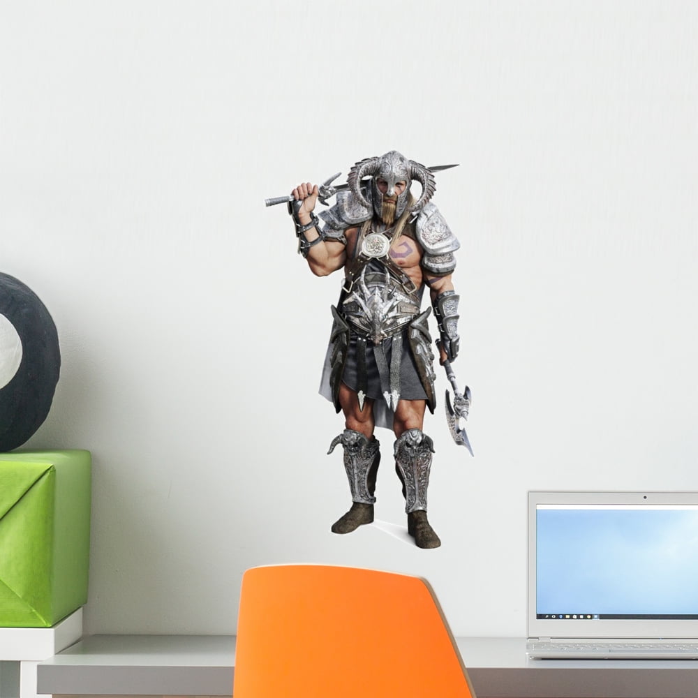 Fierce Armored Barbarian Warrior Wall Decal Wallmonkeys Peel and Stick ...