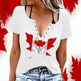 CONROSES Canada Day Women's Short Sleeve T-Shirts V Neck Patriotic ...