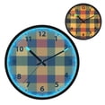 Autumn Color Plaid Pattern Wall Clock 12 Inch Voice Activated Night ...