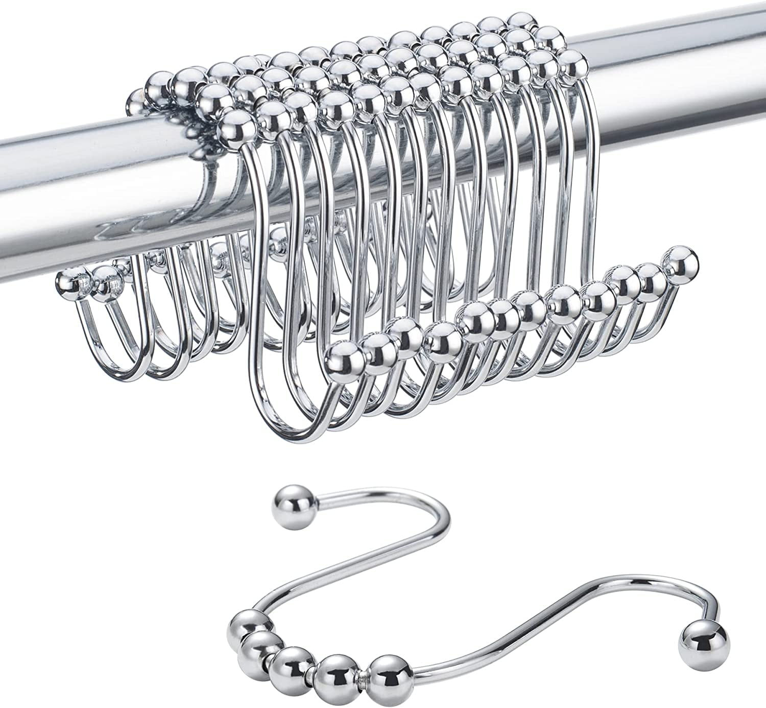 Black Shower Curtain Hooks, Double Shower Curtain Hooks, Stainless ...