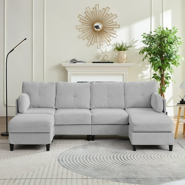Click here for Mjkone 4-Seater U Shaped Sectional Sofa  Corduroy... prices