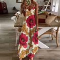 Botanical Poppy Wheat Print Mixed Colors Maxi Dress - V-Neck Sleeveless ...
