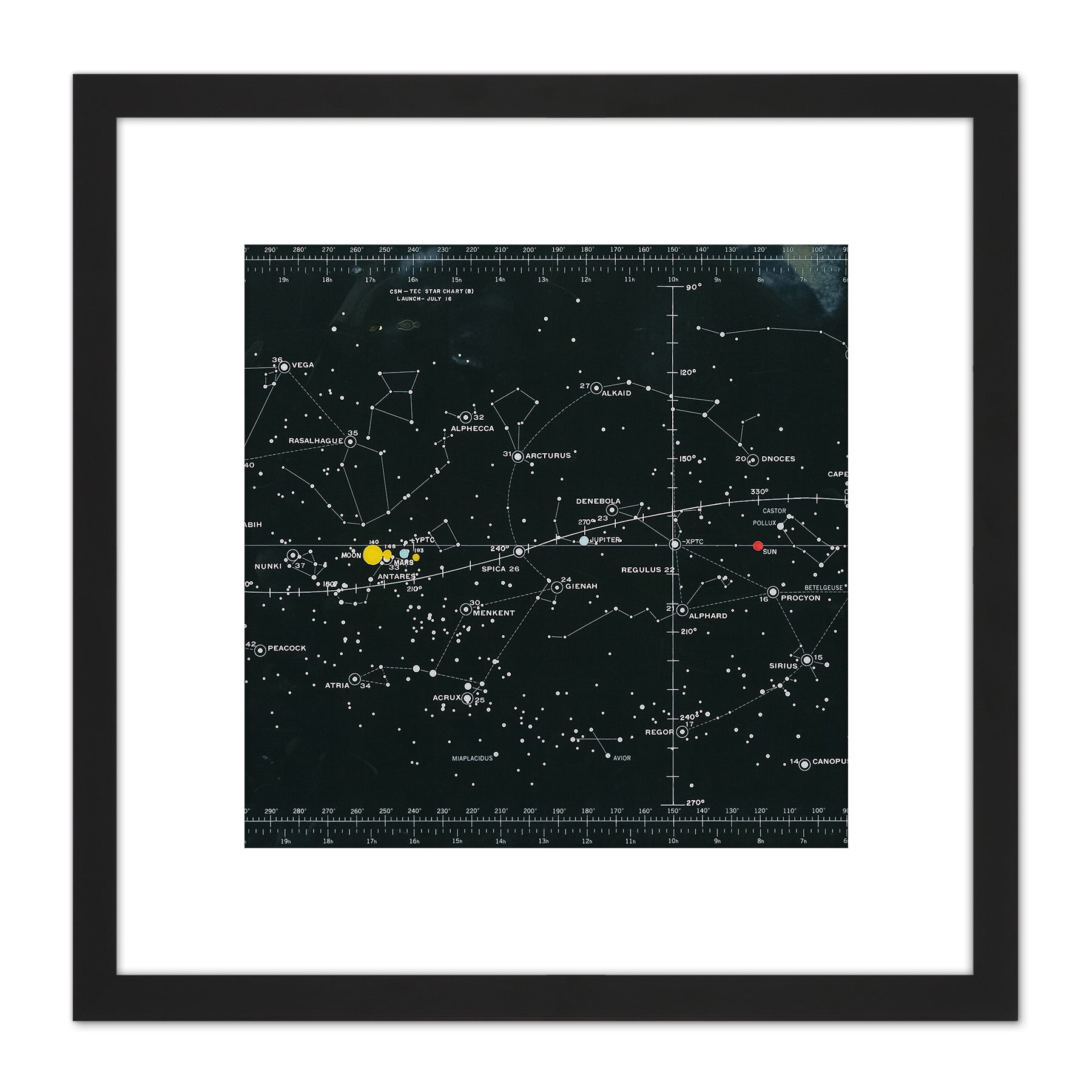 Space CSM-TEC Apollo 11 Star Chart Map Galaxy 8X8 Inch Square Wooden ...