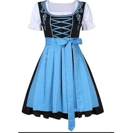 German Wench Beer Maid Costume Bavarian Oktoberfest Dirndl Dress+top ...