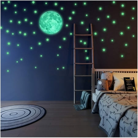 - Glow in the Dark Stars and Moon Wall Stickers With Free Affirmation ...
