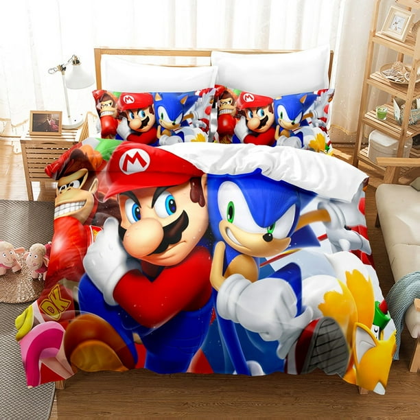 Sonic Bedding Suit, Three-piece Set, Soft Microfiber, Cartoon Duvet ...