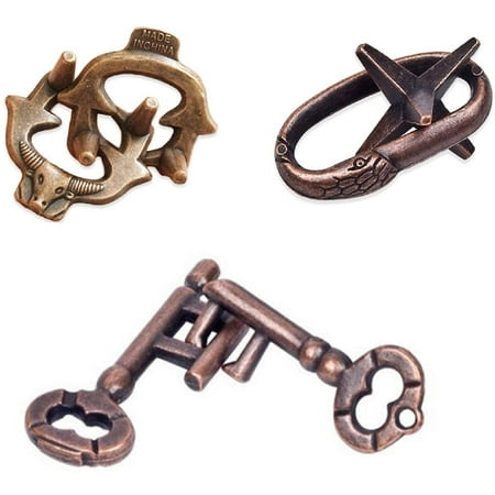 Brain Teaser Puzzle Set of 3 Lock andUnlocking Brain Puzzles Kids Lock ...
