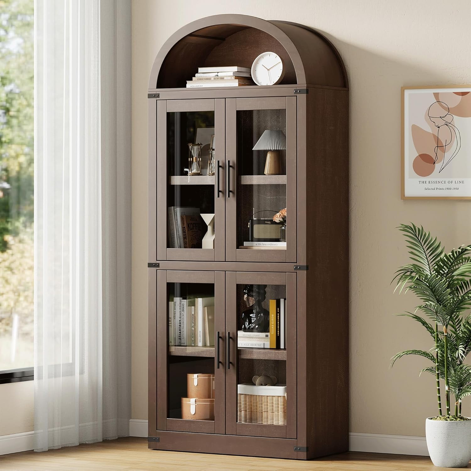 Click here for Twister. Ck 72 Tall Arched Bookcase With Glass Doo... prices