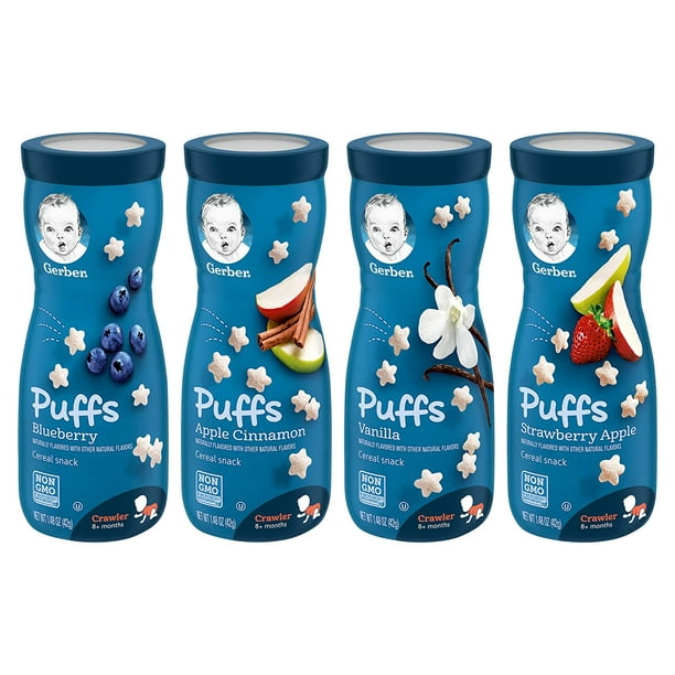 Gerber Puffs Variety Pack, 1 Strawberry Apple, 1 Blueberry, 1 Apple ...